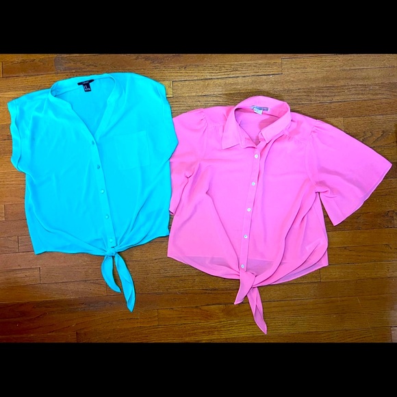 Forever 21 | Tops | Button Up Tie Front Blouse Bundle | Poshmark
